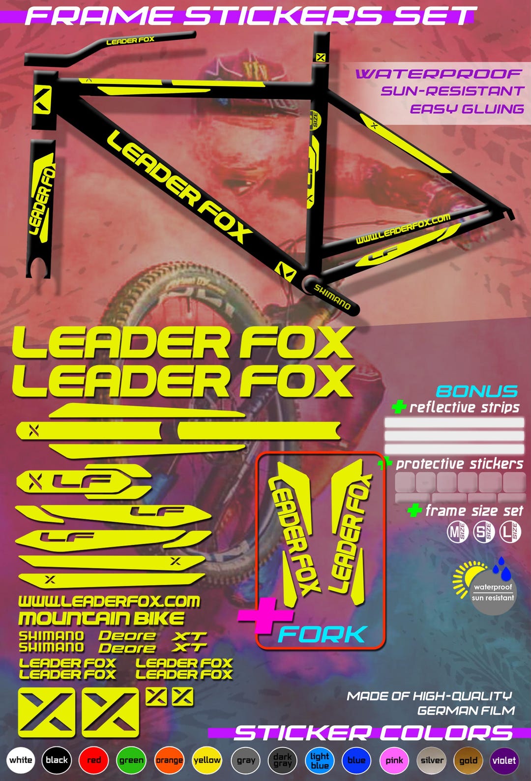 Stickers LEADER FOX, on the Bicycle Frame and Fork. Bicycle Stickers ...