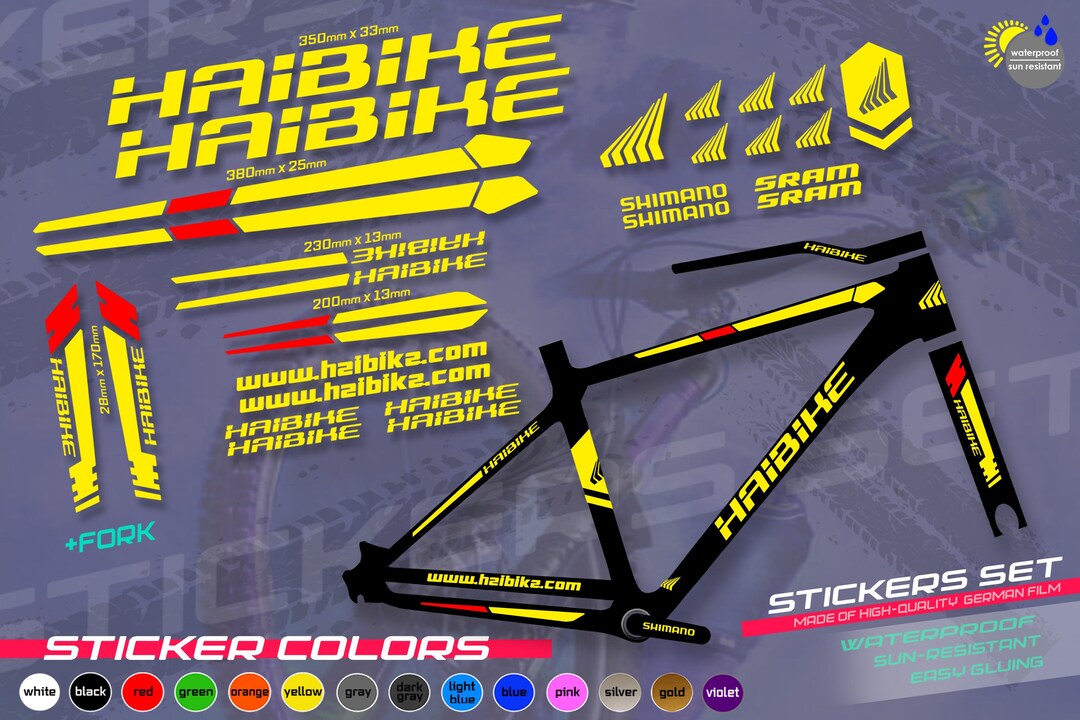 Haibike Set of Bicycle Stickers. ALL COLORS, High Quality. Washable ...