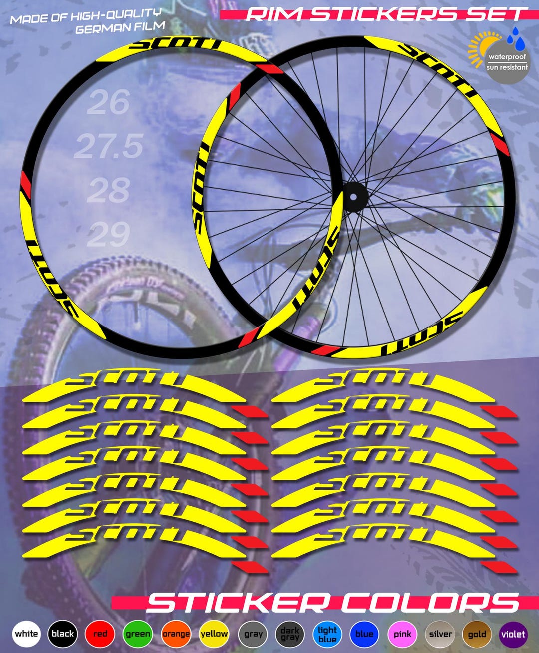 Bicycle Rim Stickers SCOTT. Sticker Set. ALL COLORS, High Quality ...