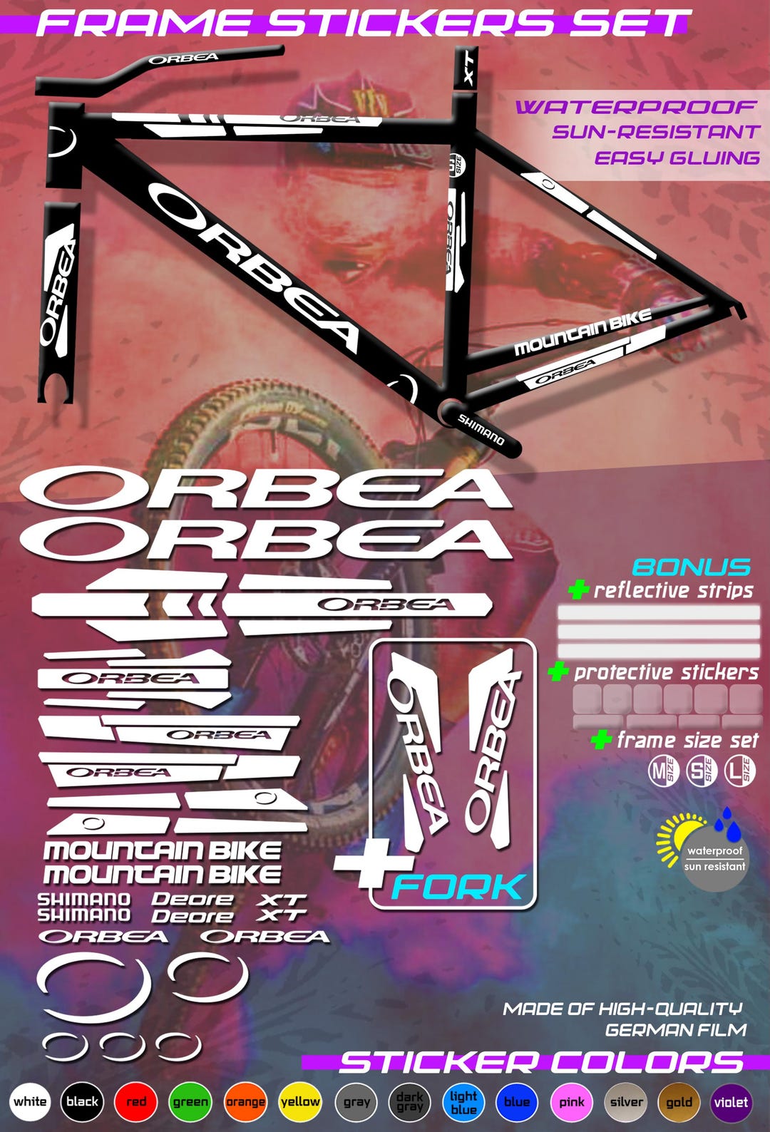 Stickers ORBEA, on the Bicycle Frame and Fork. Bicycle Stickers Set ...