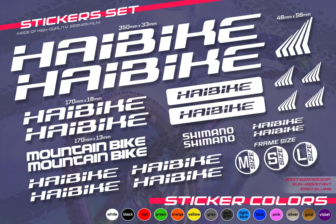 Haibike Bicycle Sticker Set. on the Bicycle Frame. ALL COLORS, High ...