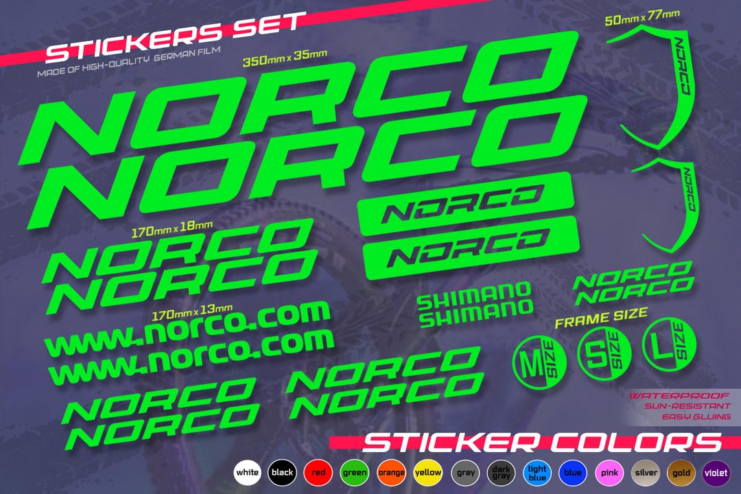 Norco Bicycle Sticker Set. on the Bicycle Frame. ALL COLORS, High ...