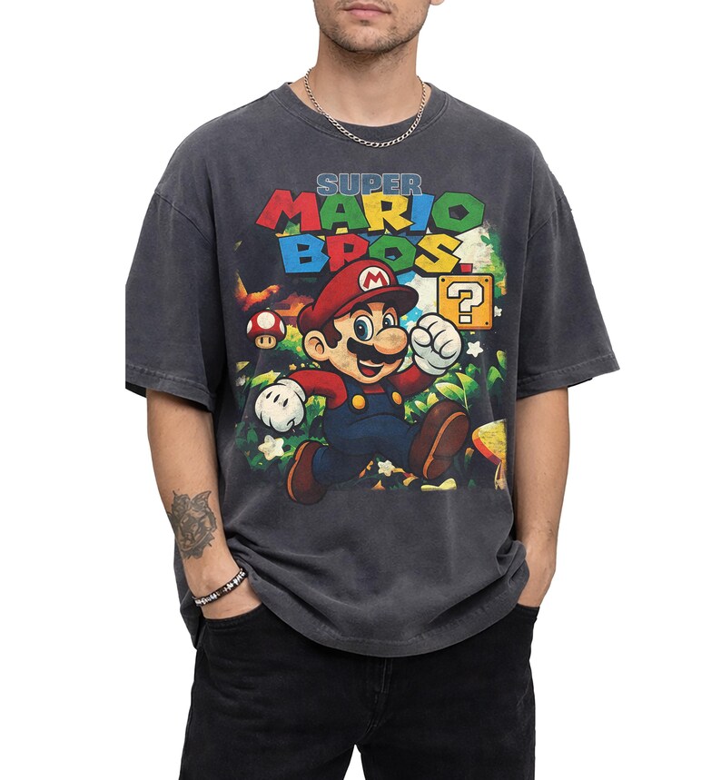 Camiseta retro de Super Mario Bros., ropa de videojuego de Mario ...