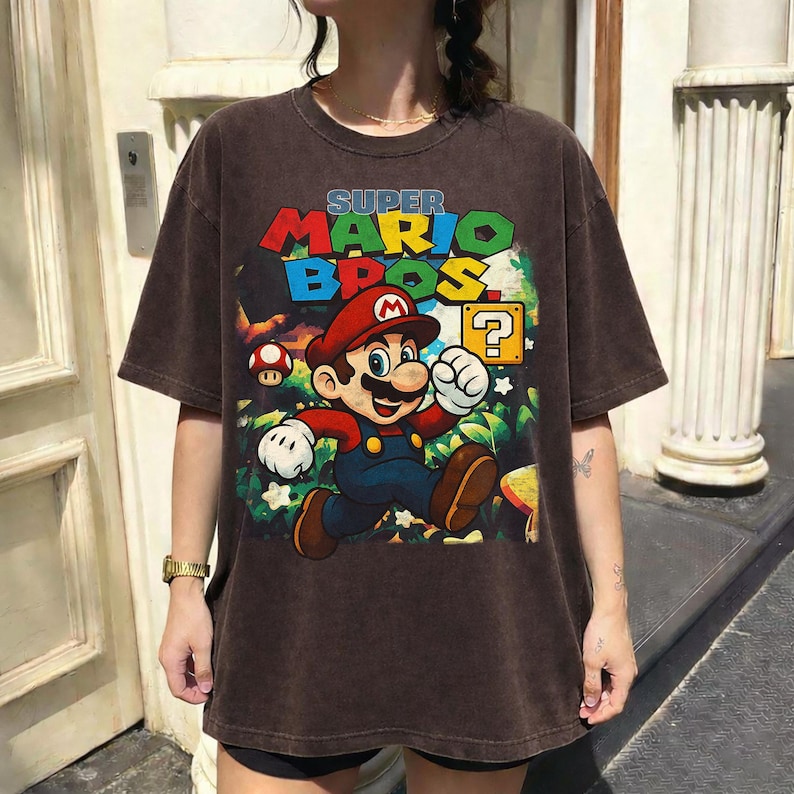 Camiseta retro de Super Mario Bros., ropa de videojuego de Mario ...
