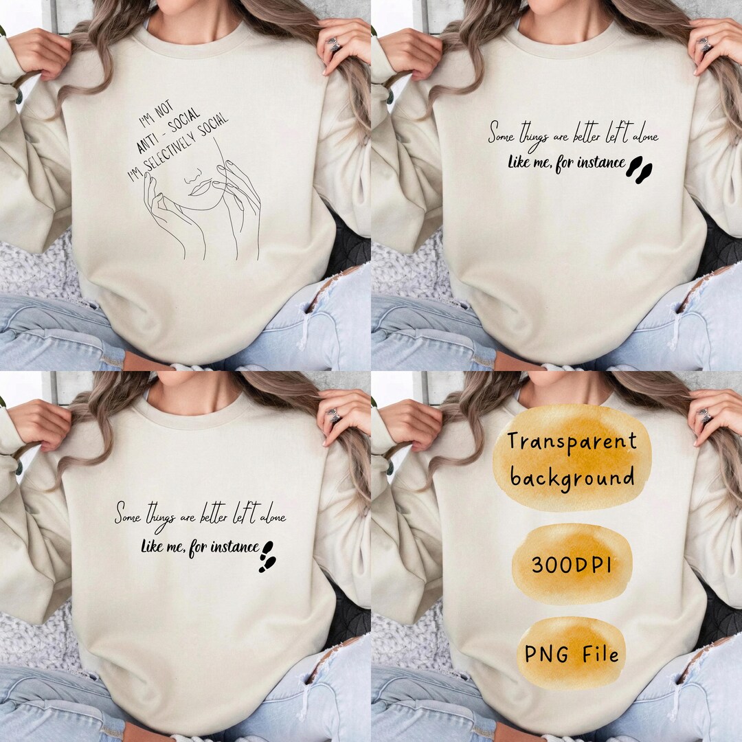Funny Introvert Quotes Bundle PNG Printable Shirts Mugs Tote Bags Wall ...