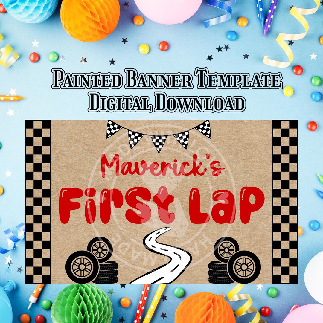 First Lap Painted Banner Template | - Etsy