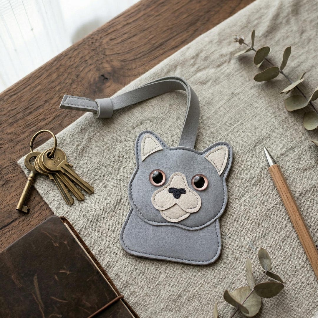 Personalized Leather Cat Keychain, Handmade Kitten Keyring, Cute Bag ...