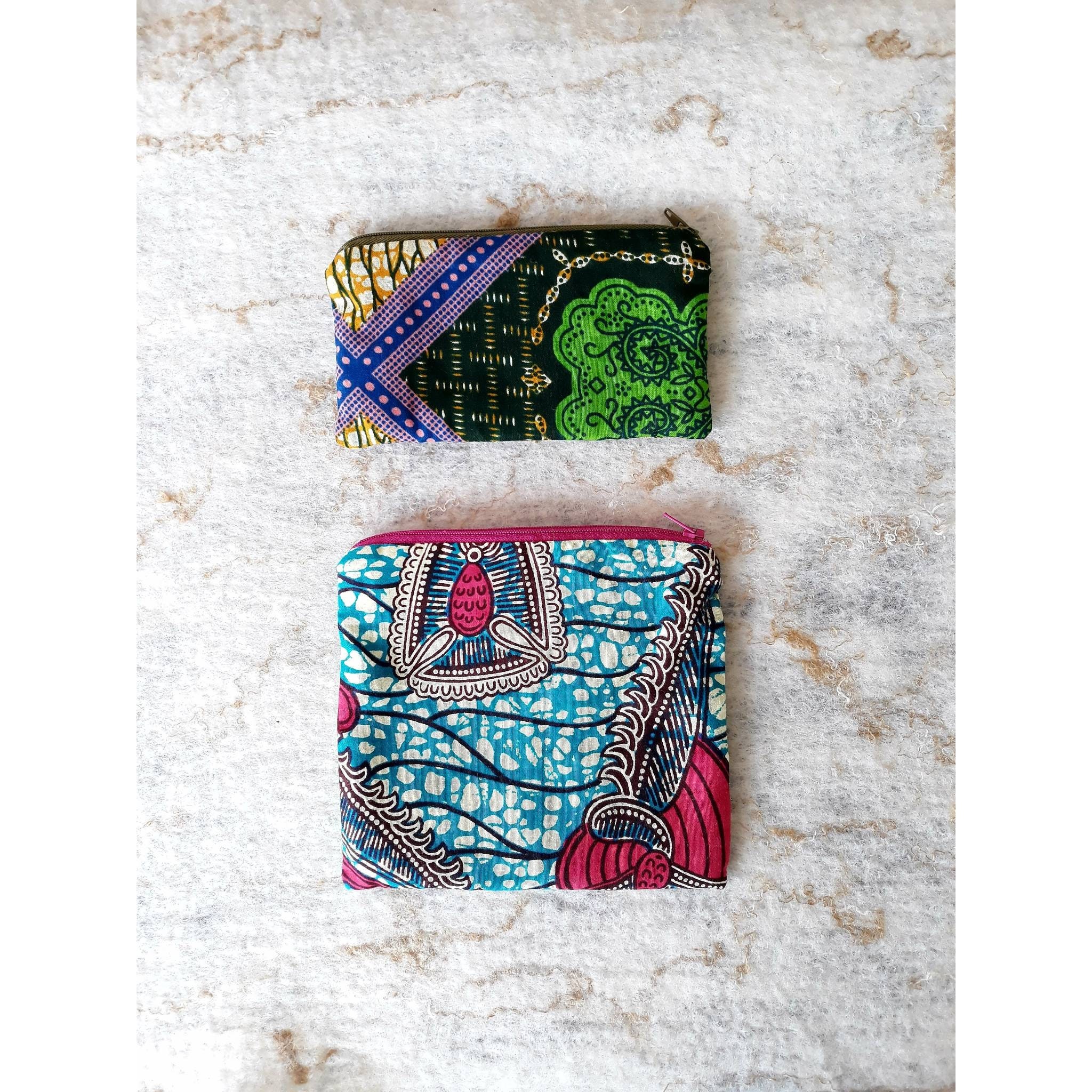 2 Batik Pouches / African Batik Pouch / Fleece-Lined African | Etsy