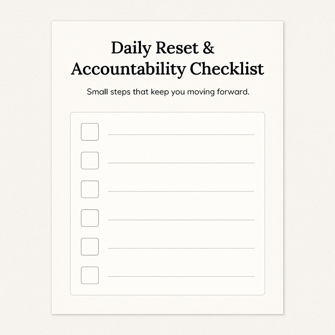 Daily Reset and Accountability Checklist | Printable Planner for ...
