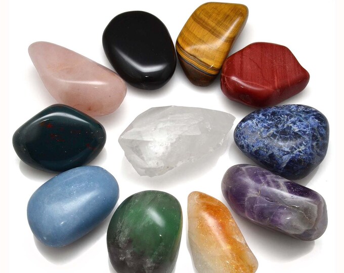 ESSENTIAL 11 Healing Crystal and Stone Tumbled Stone Set - Etsy