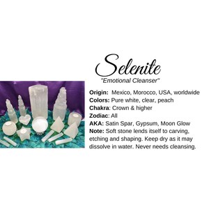 Selenite Crystal Information Card, Double Sided #HC33 - Etsy