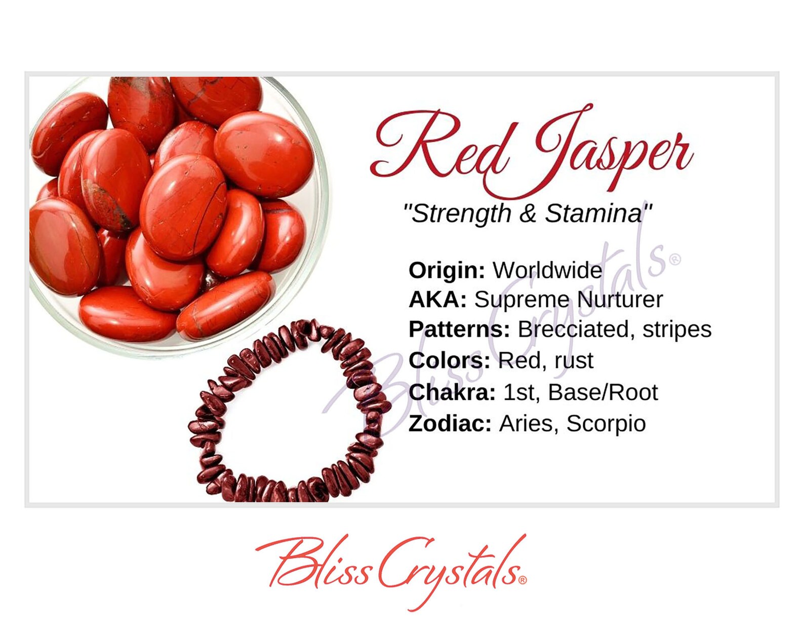 RED JASPER Crystal Information Card Double Sided HC61 - Etsy
