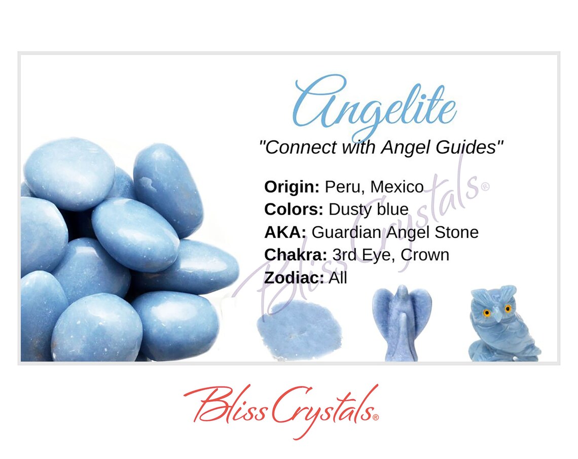 ANGELITE Crystal Information Card Double Sided HC45 - Etsy
