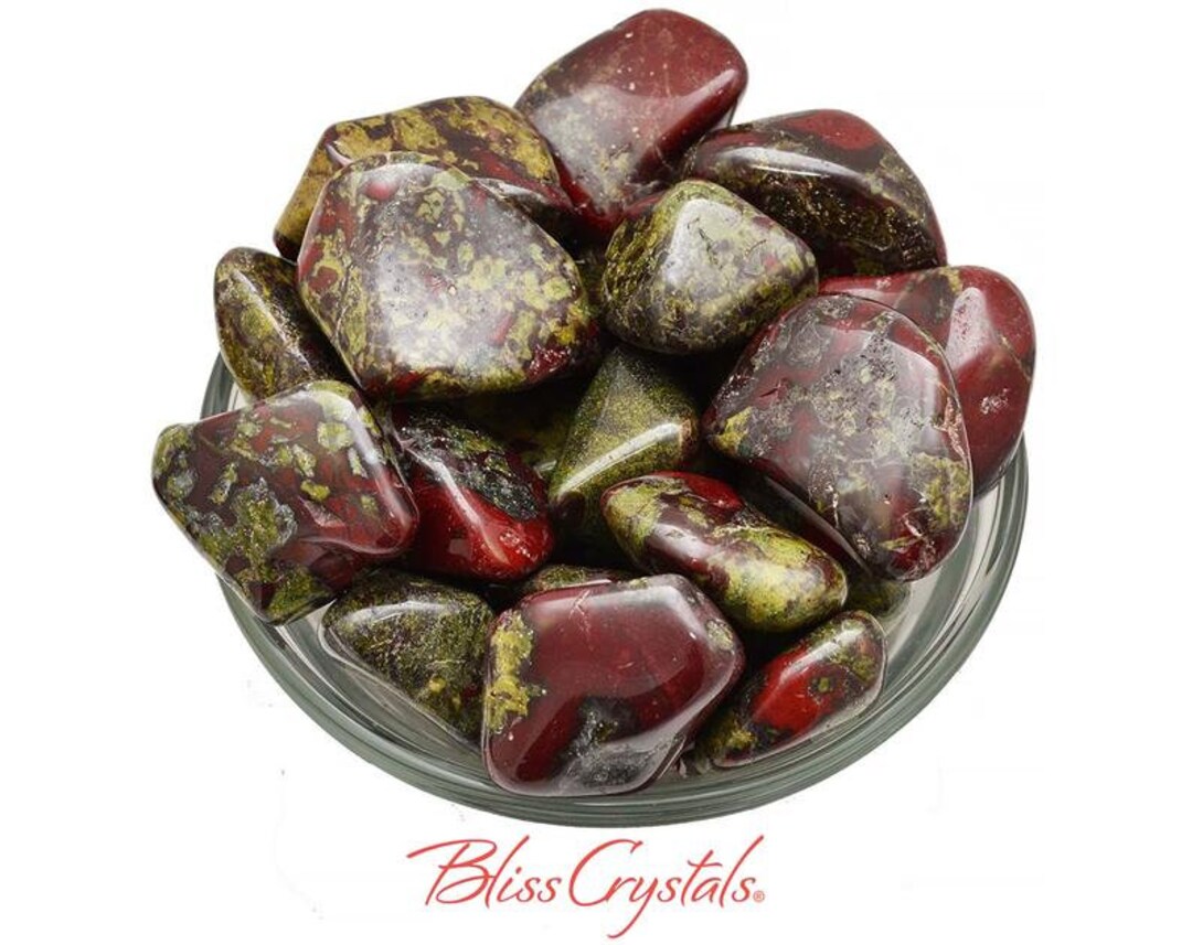 1 XL DRAGON Blood Stone Jasper Tumbled Crystal Green and Red for ...