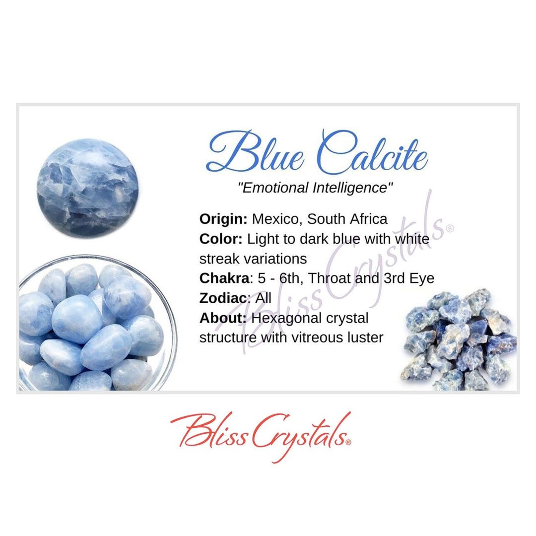 BLUE CALCITE Crystal Information Card, Double Sided #HC167 - Etsy