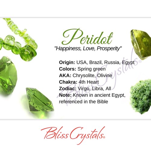 PERIDOT Crystal Information Card Double Sided HC99 - Etsy