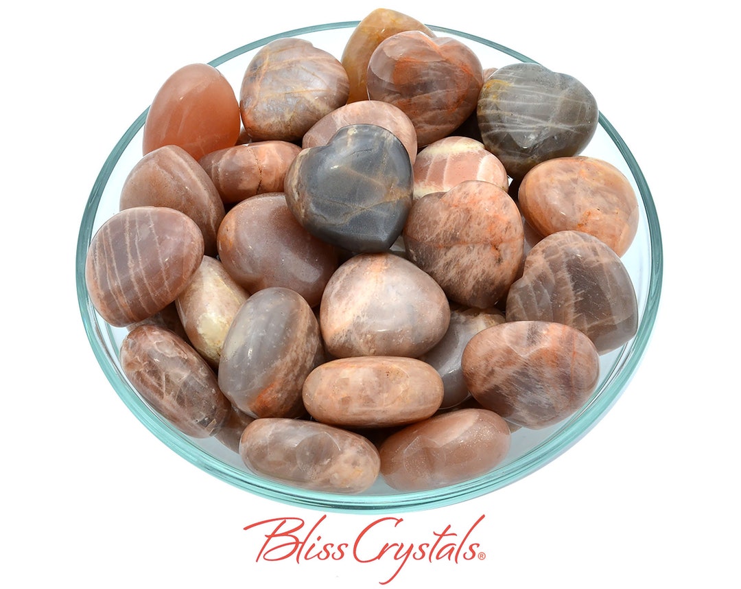 1 MOONSTONE Heart Stone Polished Small Size Healing Crystal and Stone ...