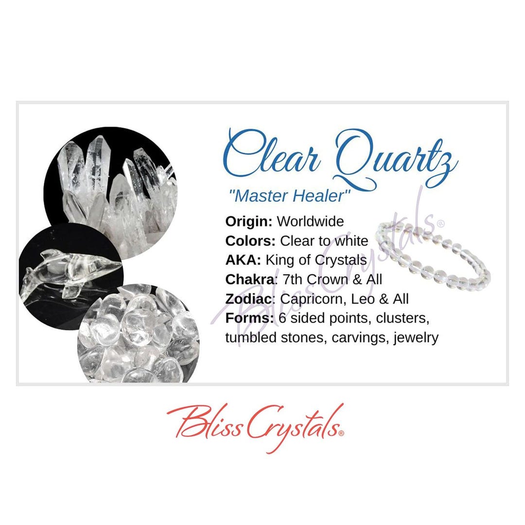 CLEAR QUARTZ Crystal Information Card, Double Sided #HC23 - Etsy