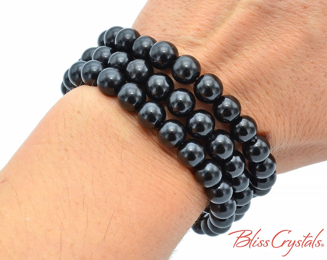 Jet Bead BRACELET 8 Mm Elastic 7.5 Inch for Protection Healing - Etsy