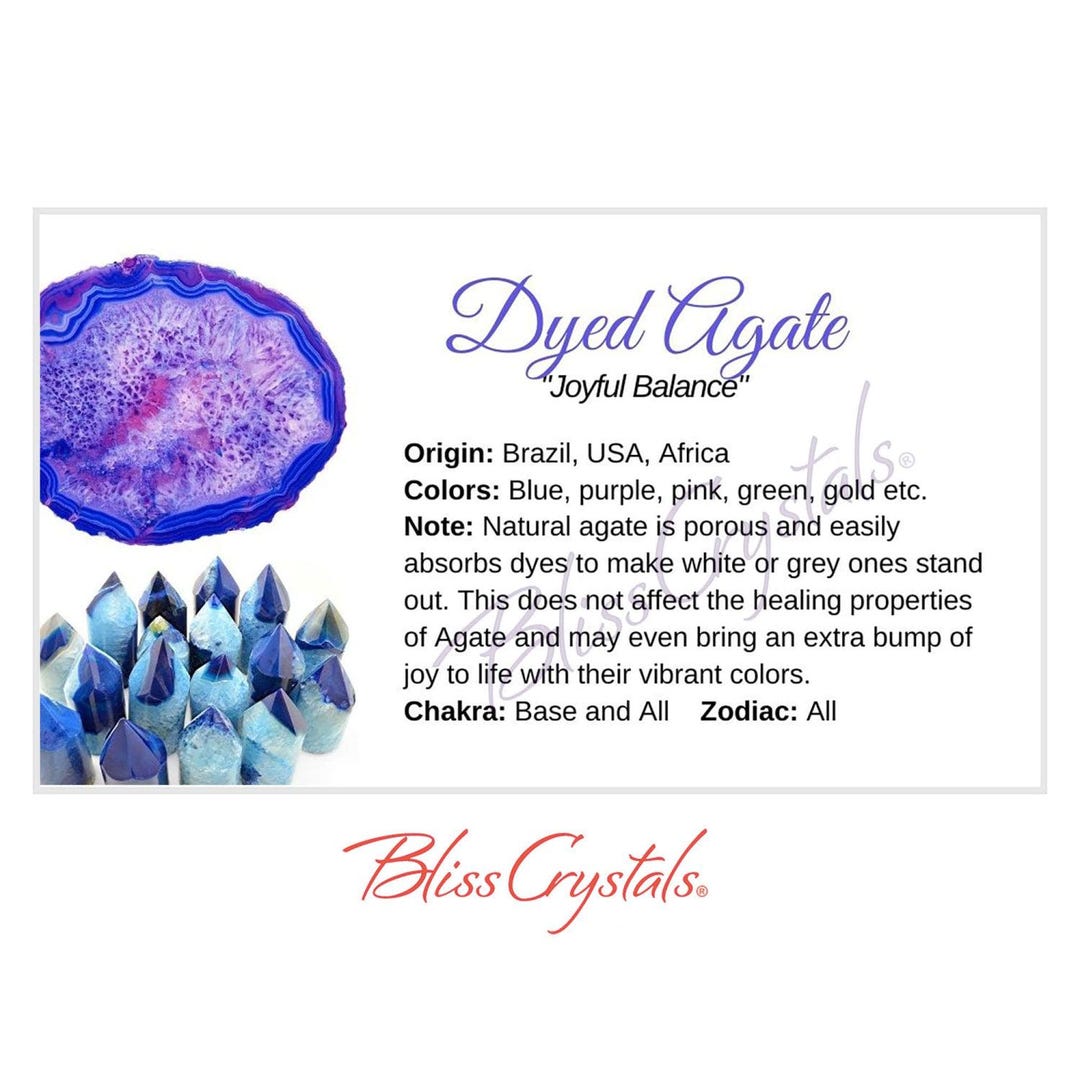 DYED AGATE Crystal Information Card, Double Sided #HC88 - Etsy
