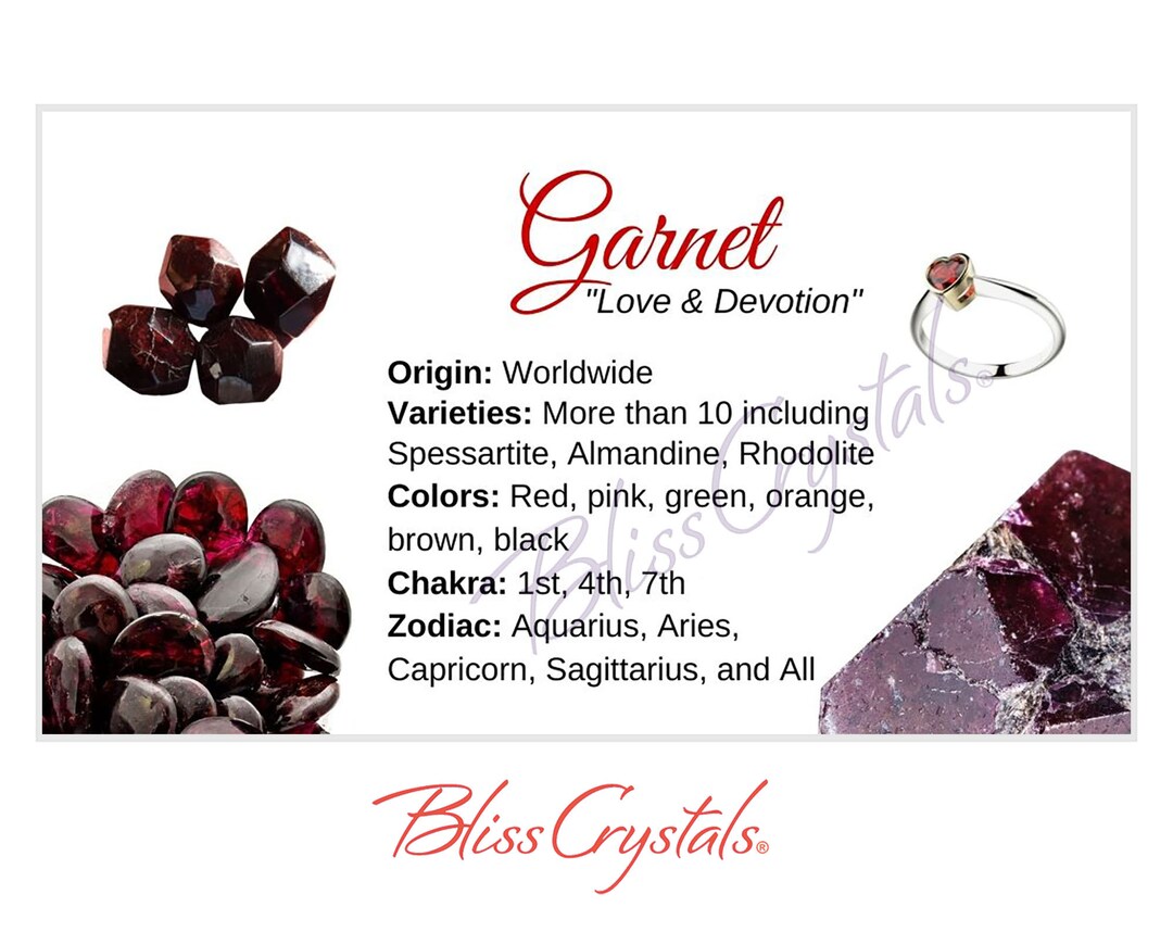 GARNET Crystal Information Card Double Sided HC72 - Etsy