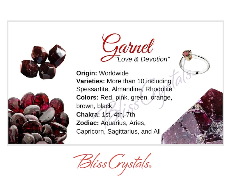 GARNET Crystal Information Card Double Sided HC72 - Etsy