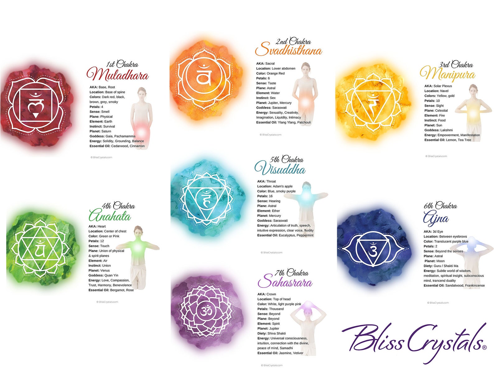 7 Chakra Information Card Set Double Sided All 7 Chakra - Etsy