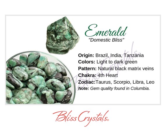 EMERALD Crystal Information Card Double sided HC71 | Etsy