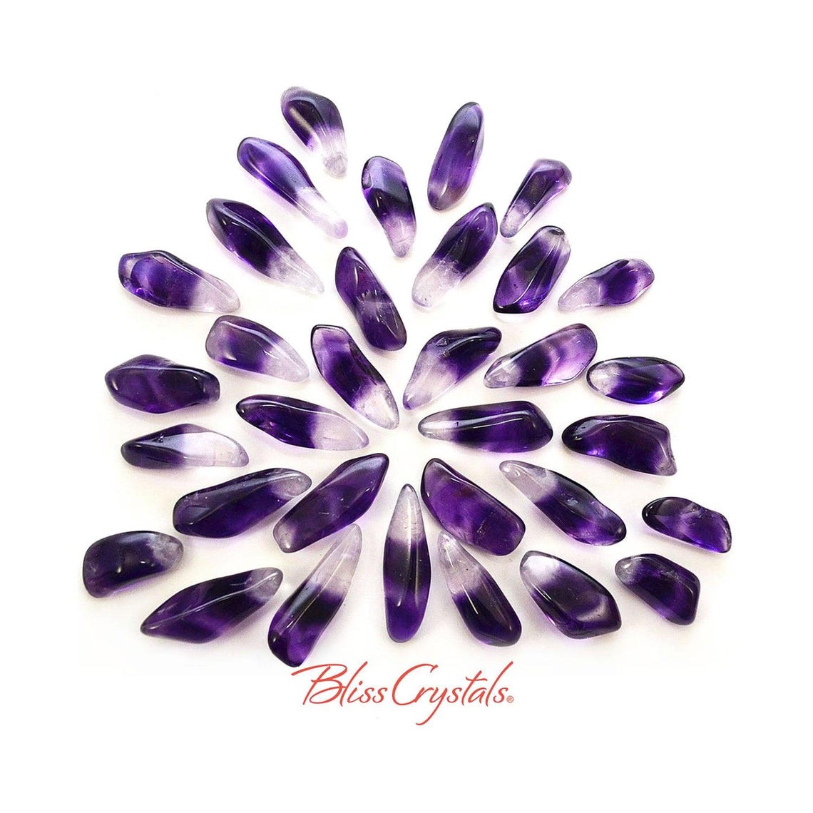 5 Small GEM Amethyst Tumbled Stone (dogtooth) Mini Banded Chevron ...