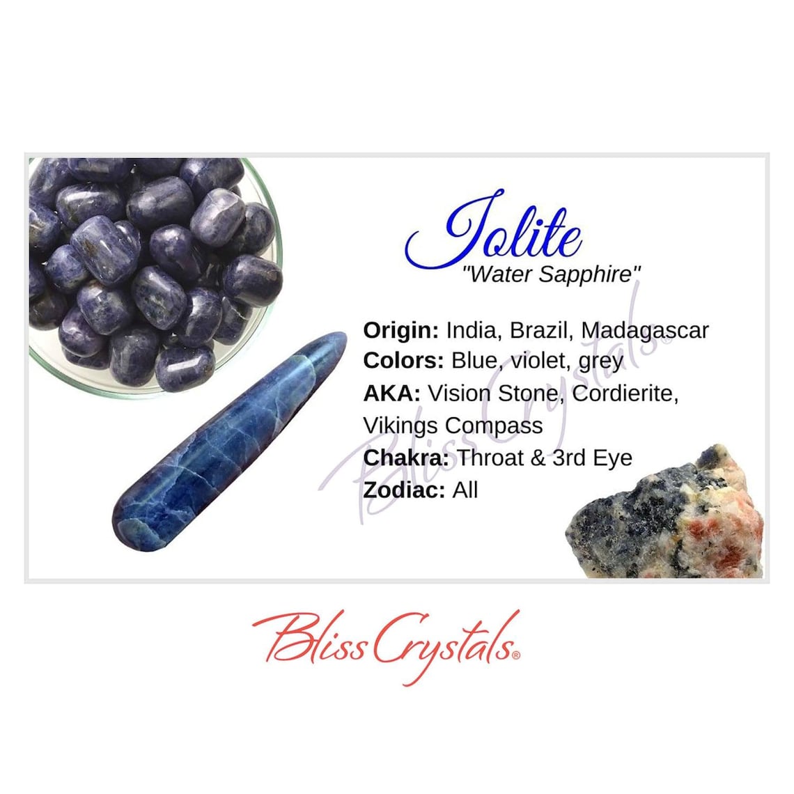 IOLITE Crystal Information Card, Double Sided #HC87 - Etsy