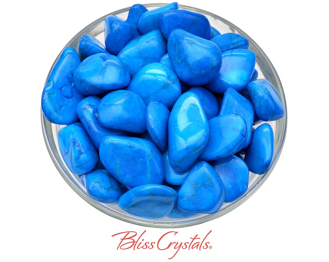 1 Large BLUE HOWLITE Tumbled Stone Dyed Turqoise Color Healing Crystal ...