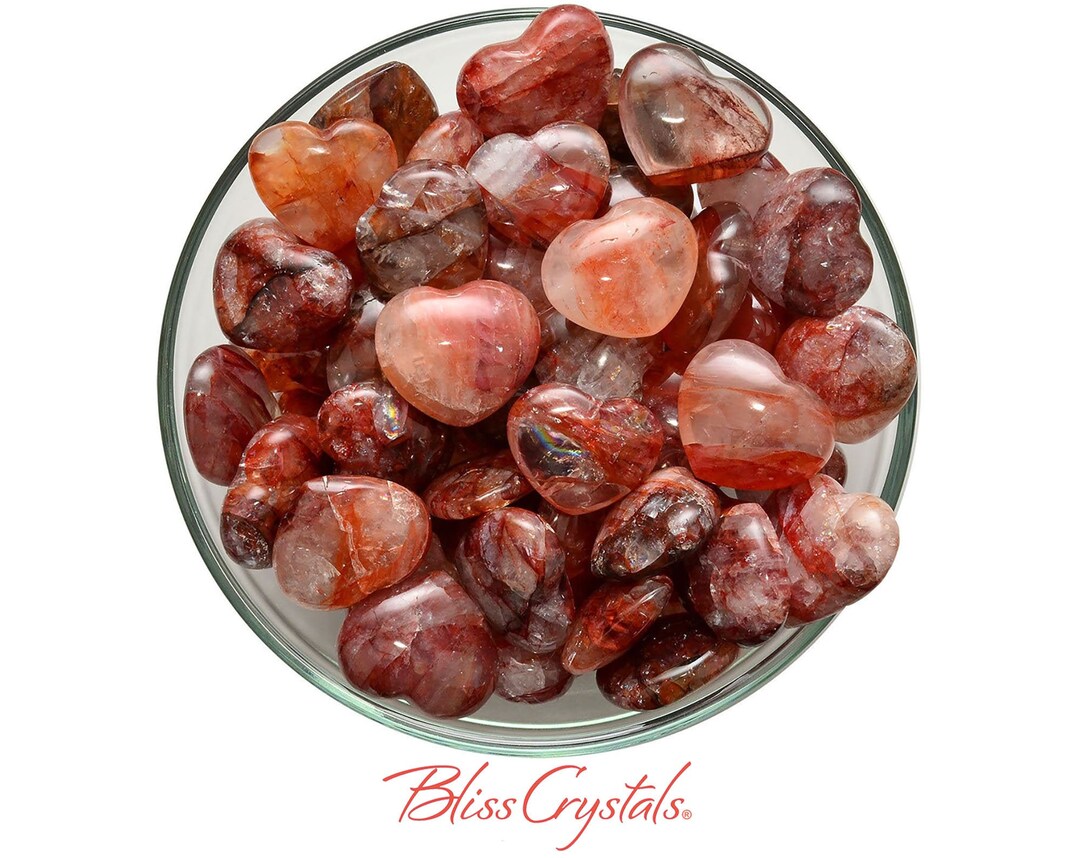 1 Small Red FIRE QUARTZ Heart Stone Madagascar Hematoid Quartz ...