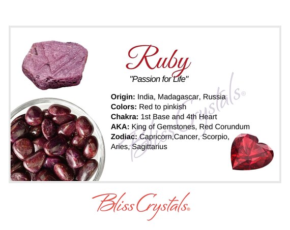 RUBY Crystal Information Card Double Sided HC98 | Etsy