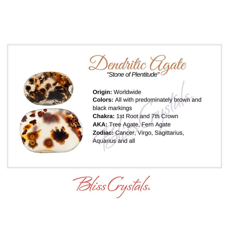 DENDRITIC AGATE Crystal Information Card, Double Sided #HC169 - Etsy