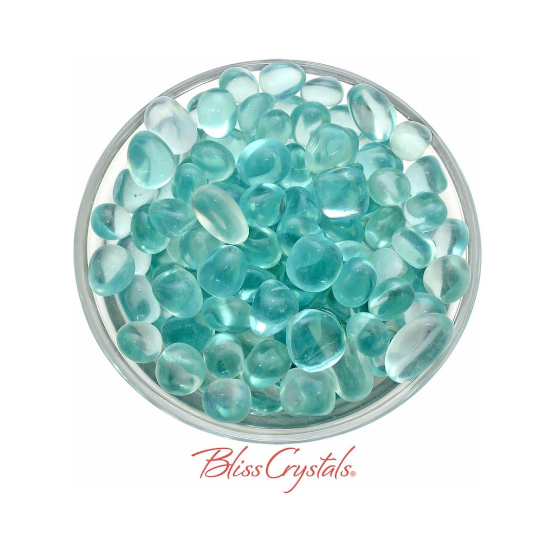 Super Cute! 4 Small Aqua Blue OBSIDIAN Glass Tumbled Stone Crystals ...