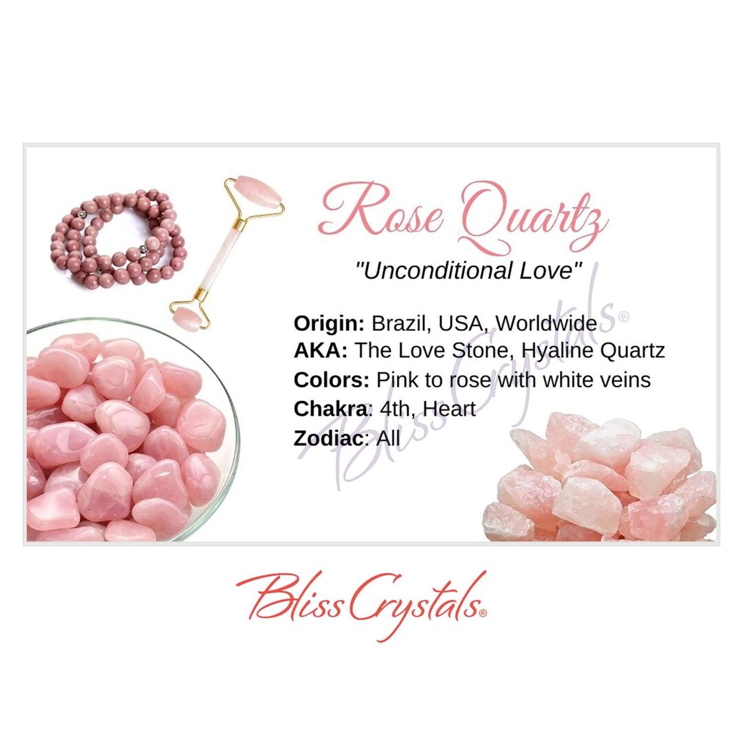 ROSE QUARTZ Crystal Information Card, Double Sided #HC38 - Etsy