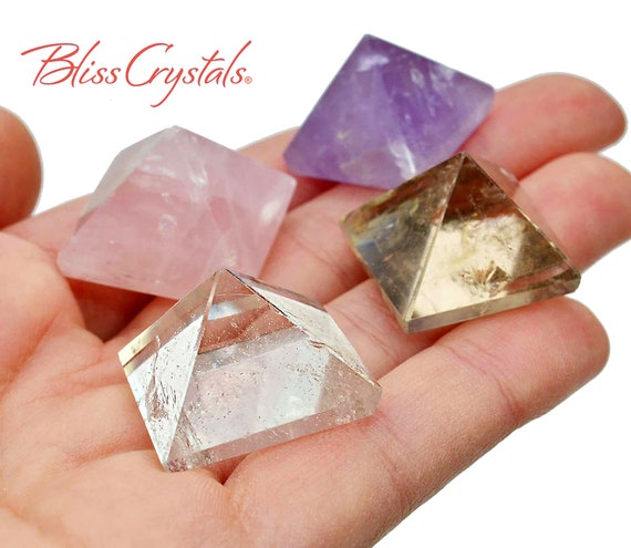 1 Small Crystal PYRAMID choose Rose Quartz Smoky Quartz - Etsy