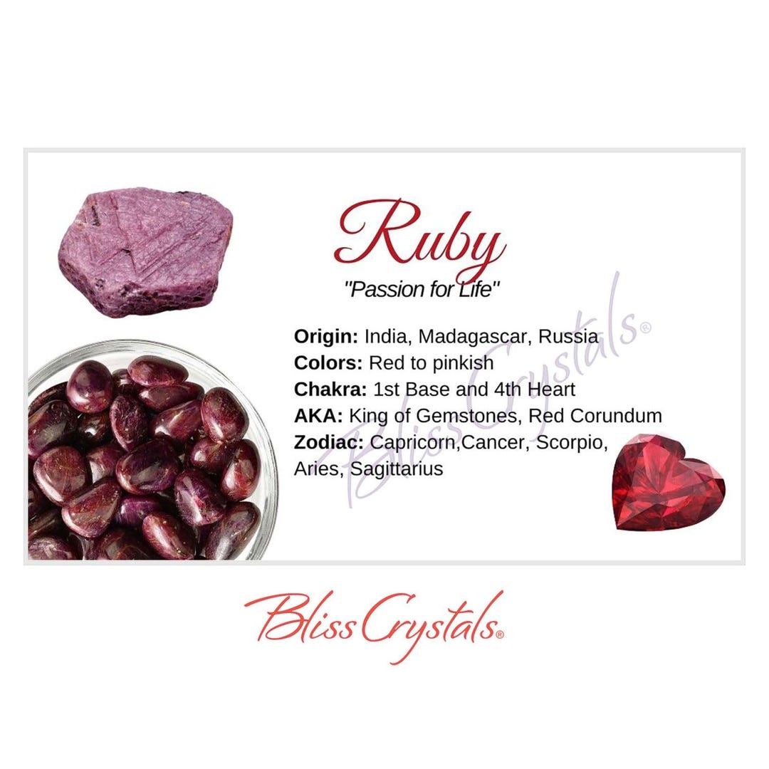 RUBY Crystal Information Card, Double Sided #HC98 - Etsy