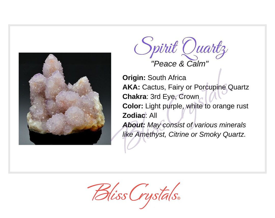 SPIRIT QUARTZ Crystal Information Card Double Sided HC110 - Etsy