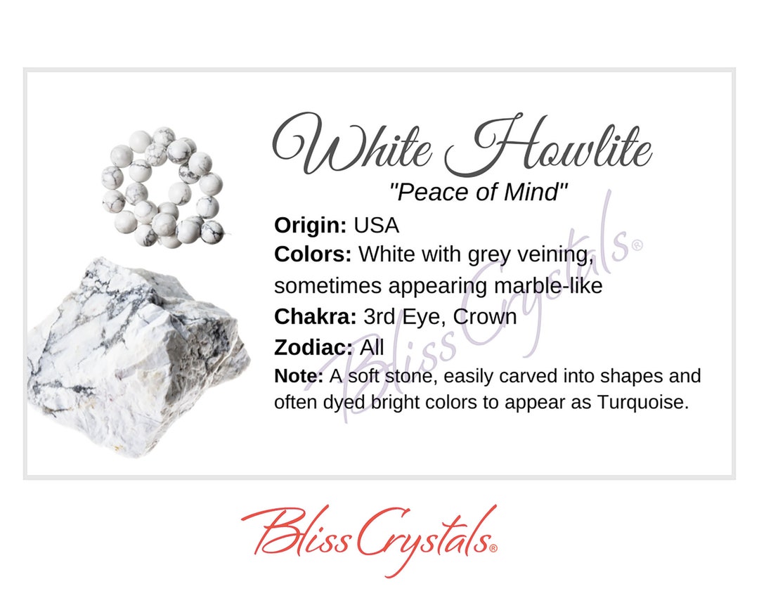 WHITE HOWLITE Crystal Information Card, Double Sided HC155 - Etsy
