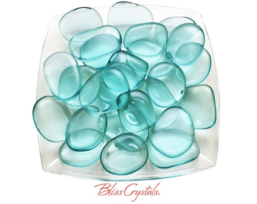 1 XL Aqua Blue OBSIDIAN Glass Palm Stone Polished Crystal Stone Healing ...