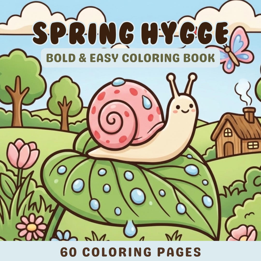 Cozy Spring Coloring Pages for Adults | Cottagecore Coloring Book ...