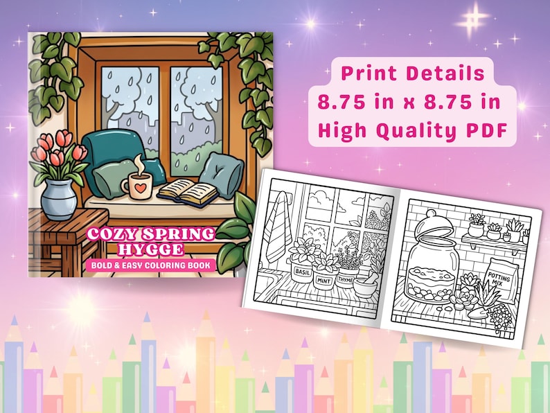 Cozy Spring Coloring Book for Adults | Cottagecore Coloring Book ...