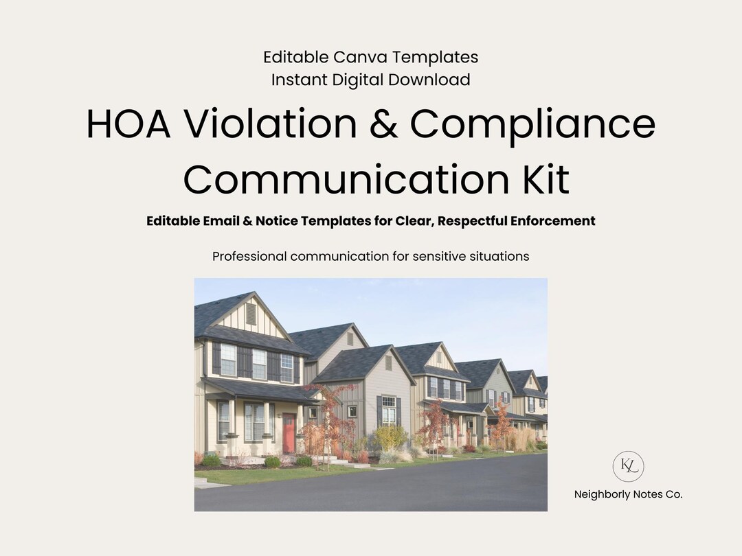 HOA Violation Notice Templates | Editable Canva Kit (digital Download ...