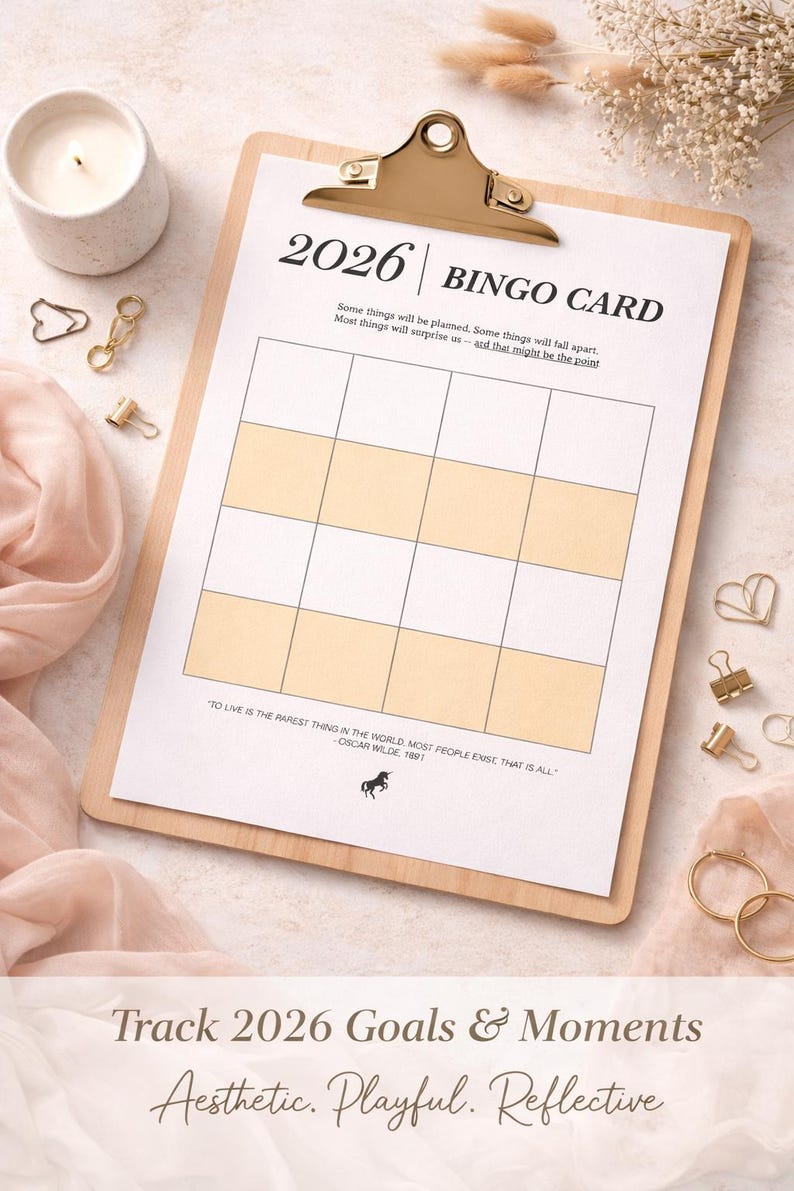 2026 Bingo Card Printable | Aesthetic Yearly Bingo | Minimalist Goal ...