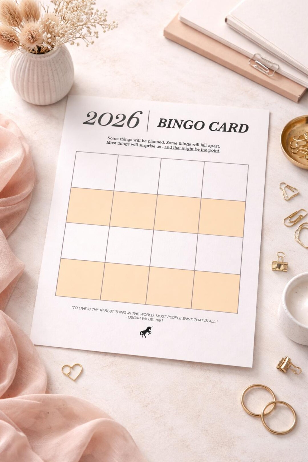 2026 Bingo Card Printable | Aesthetic Yearly Bingo | Minimalist Goal ...