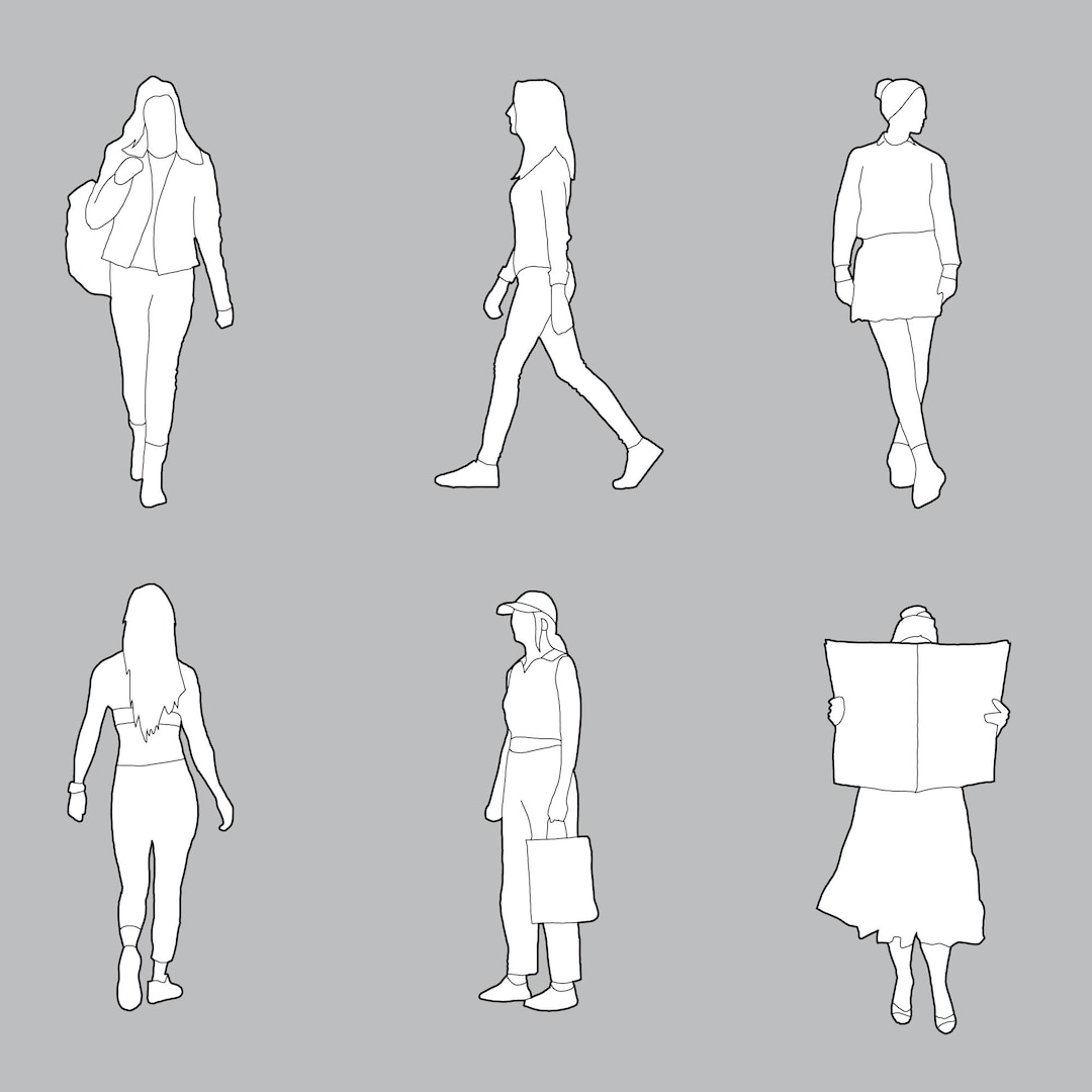 Architectural Scale Figures – Women Casual – Set A – Vector AI + DWG ...