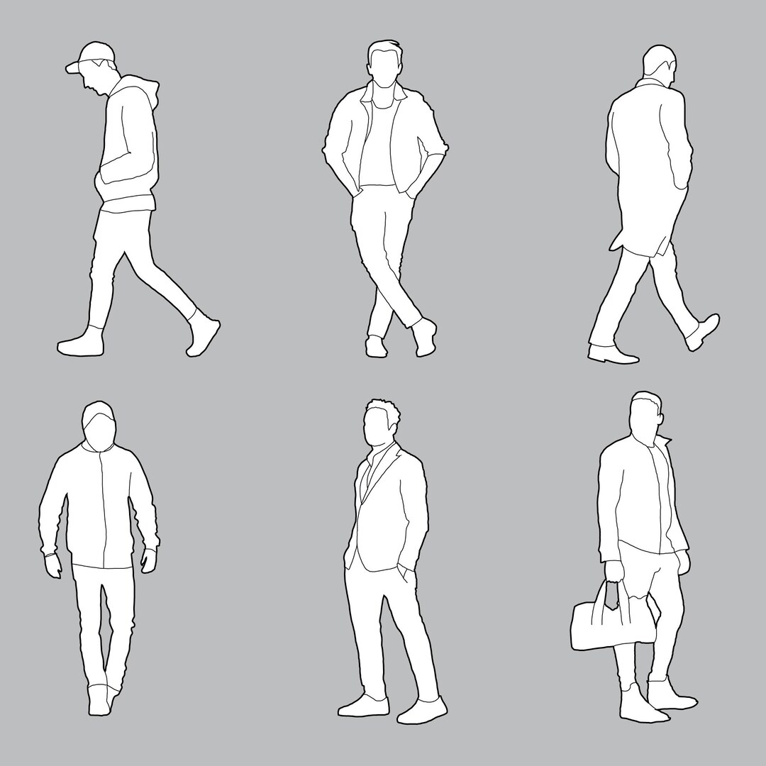 Architectural Scale Figures – Casual Men – Set B – Vector AI + DWG ...