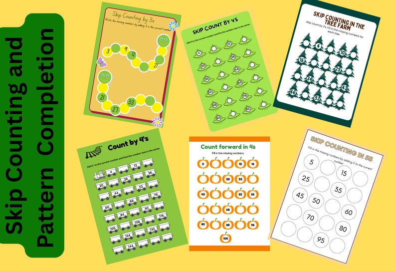 Skip Counting Worksheets | Number Patterns, Math Practice (digital ...