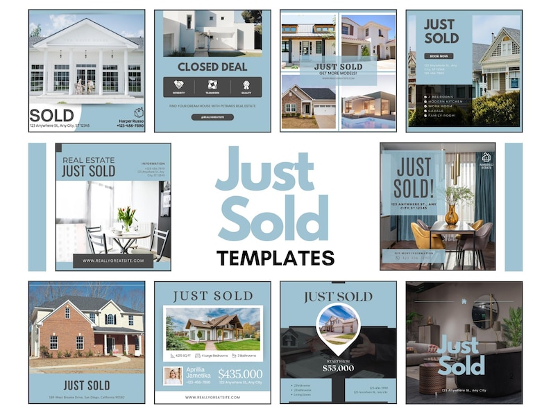 Real Estate Canva Templates | Just Sold, Under Contract & Client ...